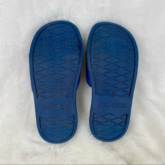 adidas | Shoes | Adidas Blue And White Slide Logo Sandals Kids Size 3k ...